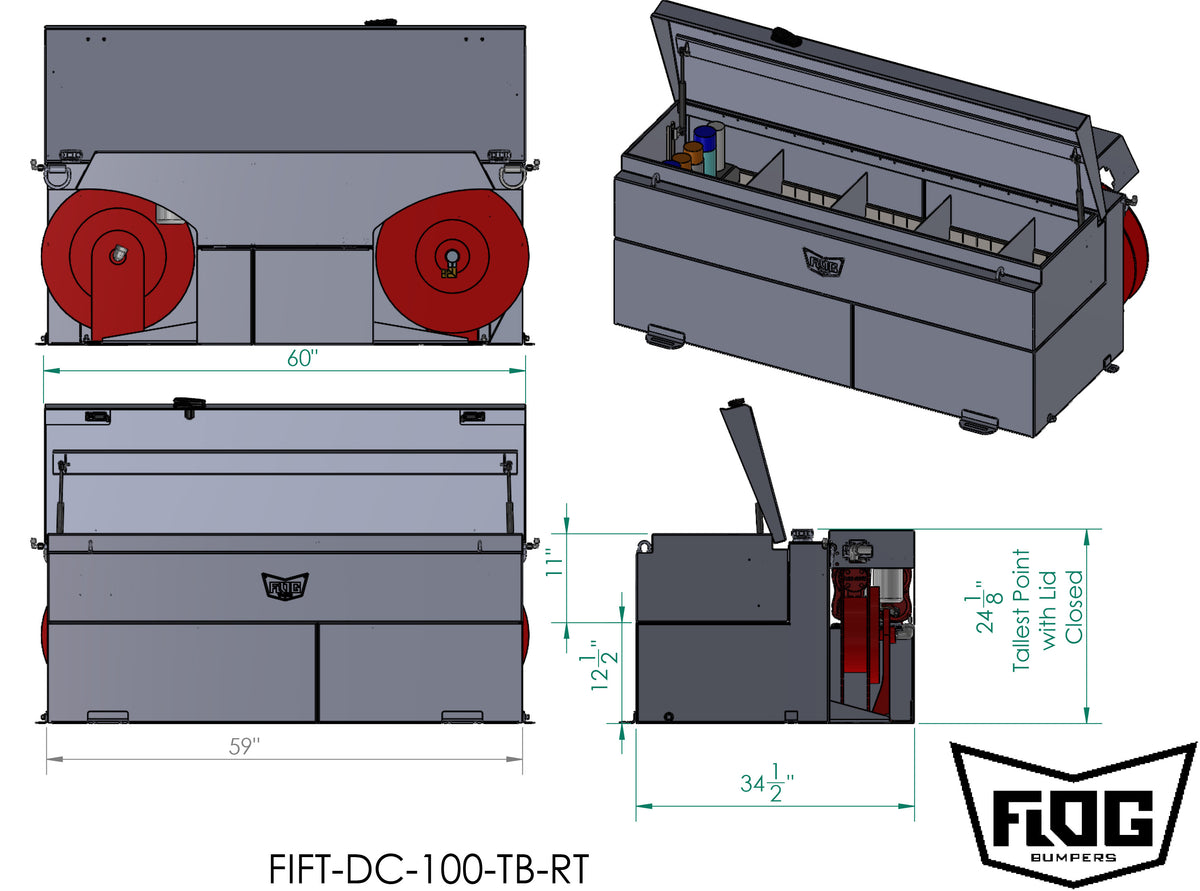 100 Gal. Dual Cell Fuel Transfer Tank with Toolbox – Flog Industries
