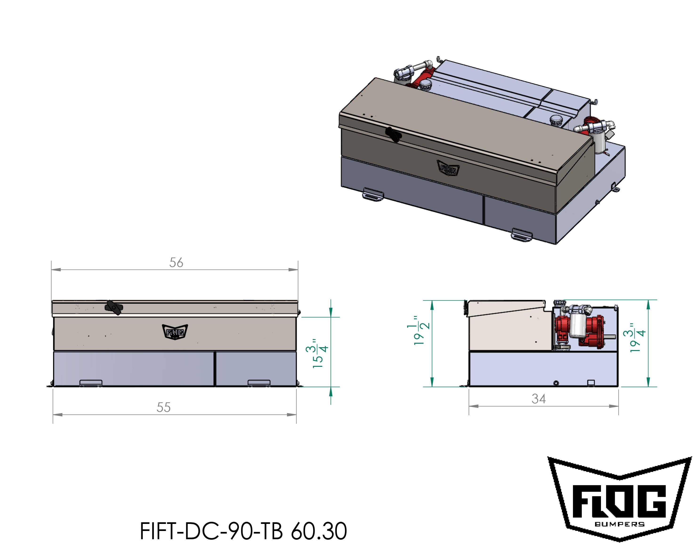 90 Gal. Dual Cell Fuel Transfer Tank with Toolbox – Flog Industries